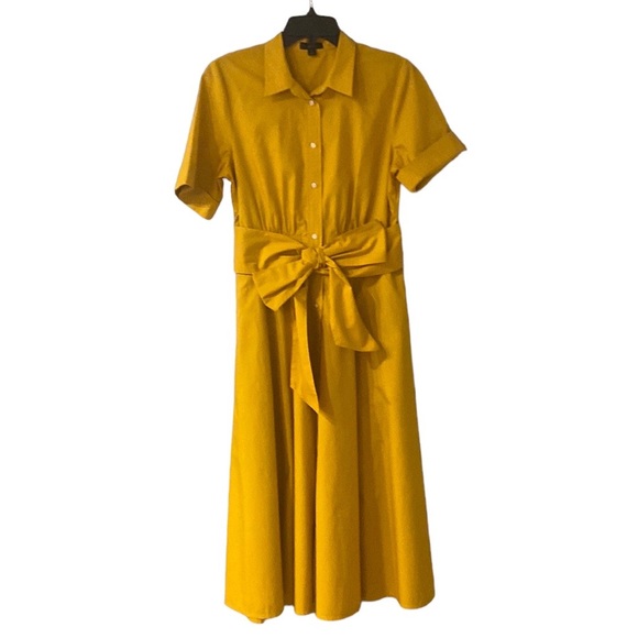 J. Crew | Dresses | J Crew Button Down Midi Mustard Colored Dress ...